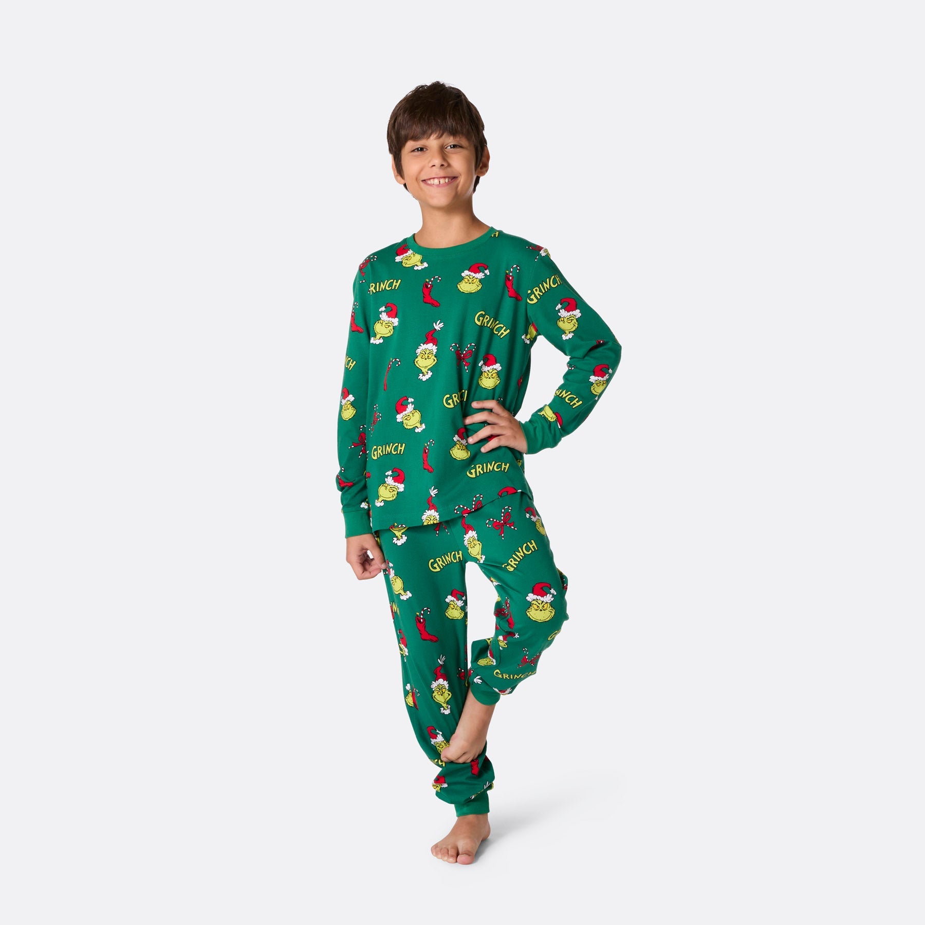 Grinch Schlafanzug Kinder – Kultiger Weihnachtspyjama – SillySanta.de